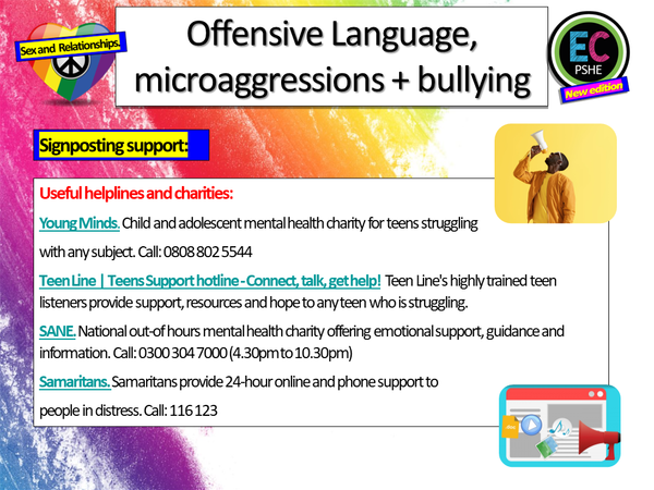 Microaggressions, Offensive Language and Bullying PSHE Lesson – EC ...