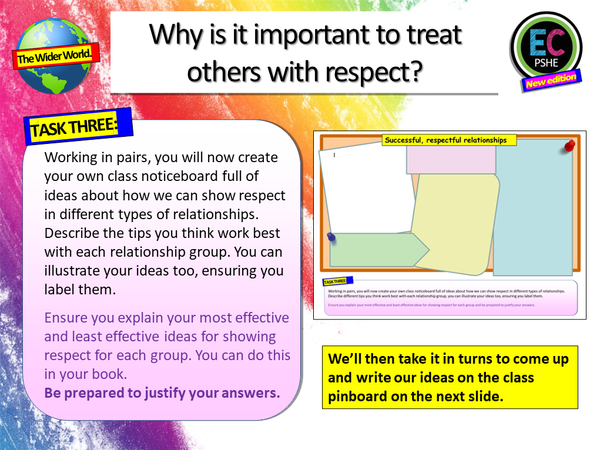 Showing Respect in Relationships and the Wider World PSHE Lesson – EC ...