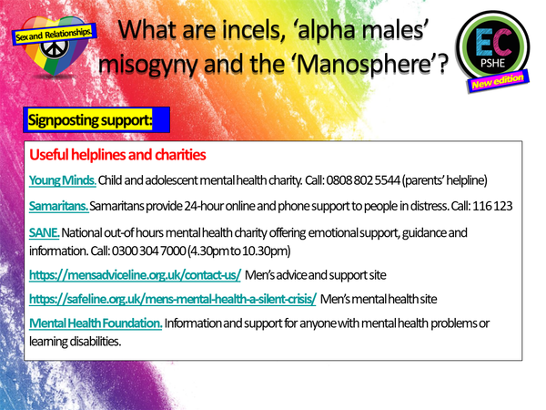 Misogyny, the Manosphere, Incels and Andrew Tate PSHE Lesson – EC ...