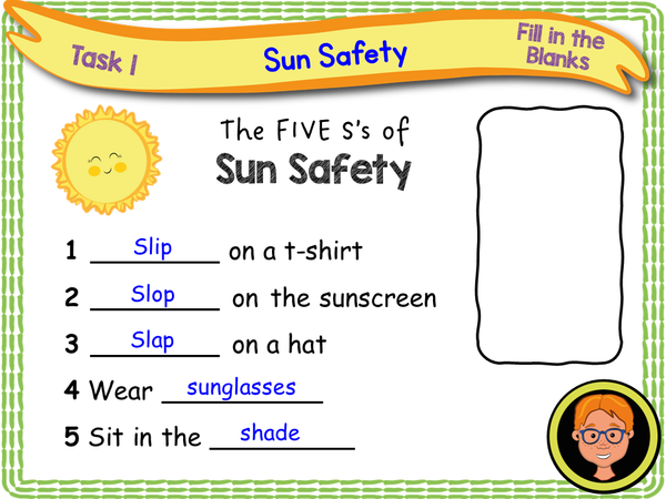 Sun Safety Worksheets Free Resources