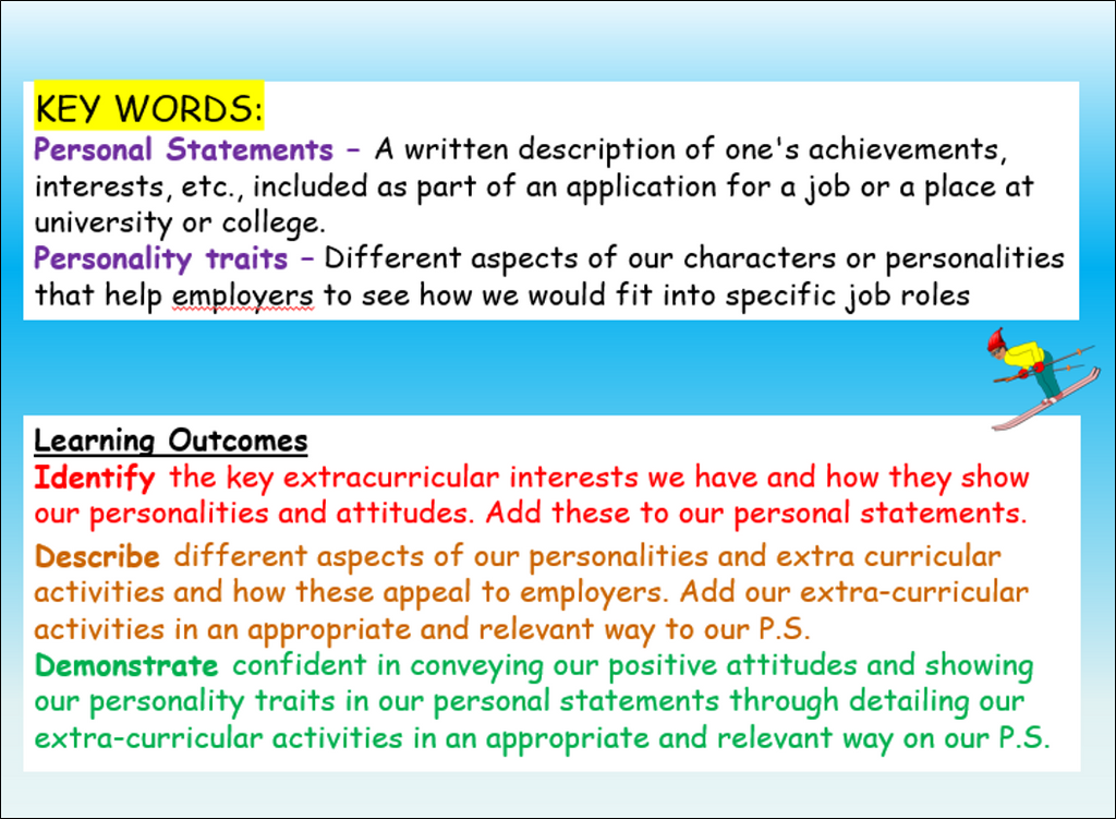 Extra-curricular activities and personal statements careers lesson – EC ...