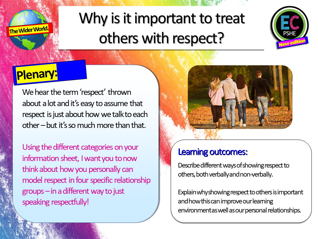 Showing Respect in Relationships and the Wider World PSHE Lesson – EC ...