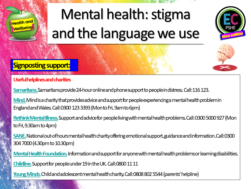 Mental Health Stigma and Language PSHE Lesson – EC Publishing