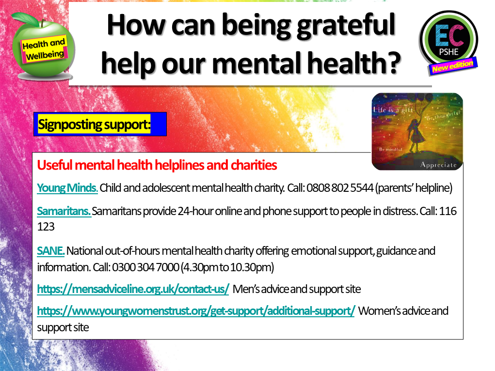Gratitude and Gratefulness - Mental Health PSHE Lesson – EC Publishing