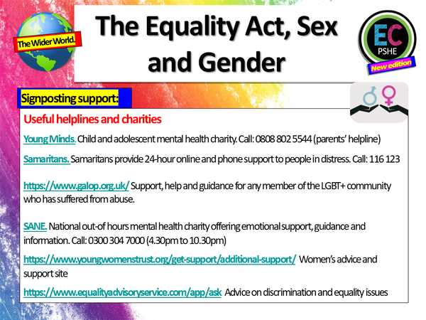 The Equality Act - Sex and Gender PSHE / Citizenship Lesson – EC Publishing