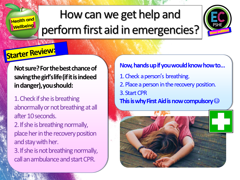 First Aid - Choking, bleeding, scalds, burns, CPR and more PSHE Lesson ...