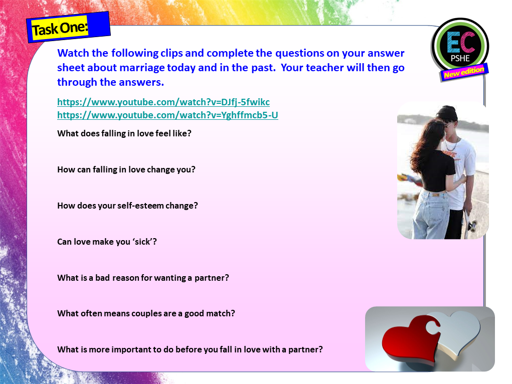 Falling in love, romance and new feelings PSHE lesson – EC Publishing