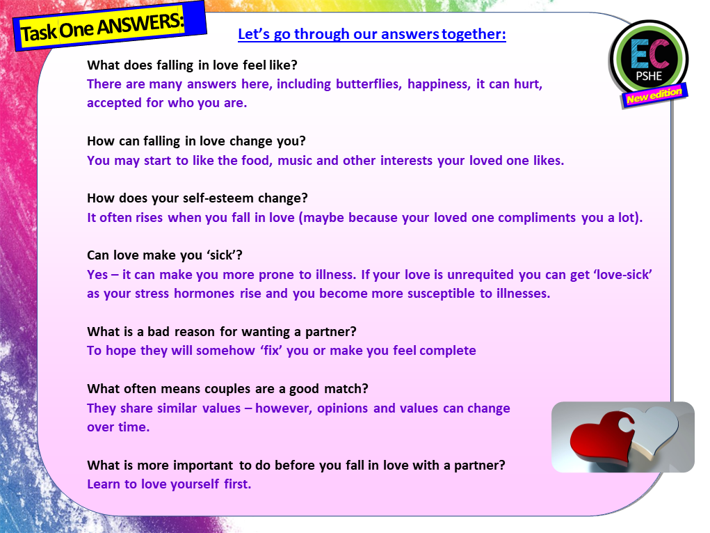 Falling in love, romance and new feelings PSHE lesson – EC Publishing