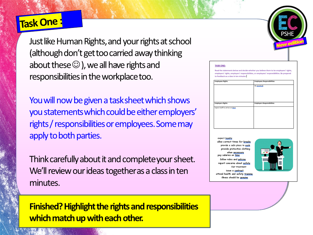 Employment Rights and Responsibilities PSHE / Careers Lesson – EC ...