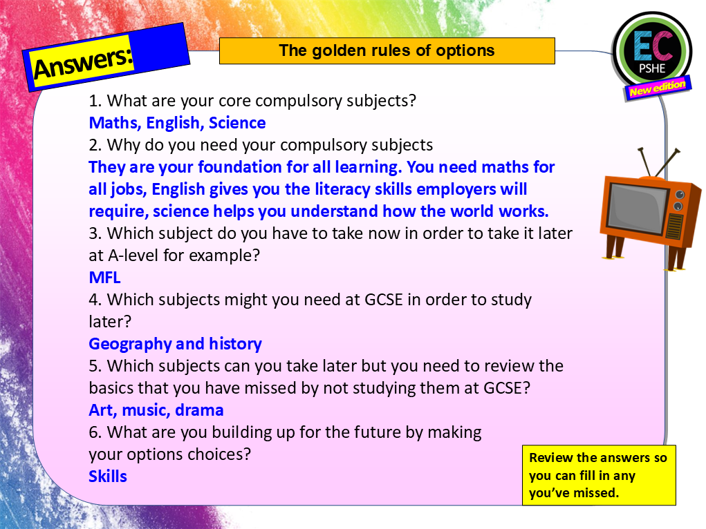 Choosing GCSE Options and getting ready for KS4 - PSHE Lesson – EC ...