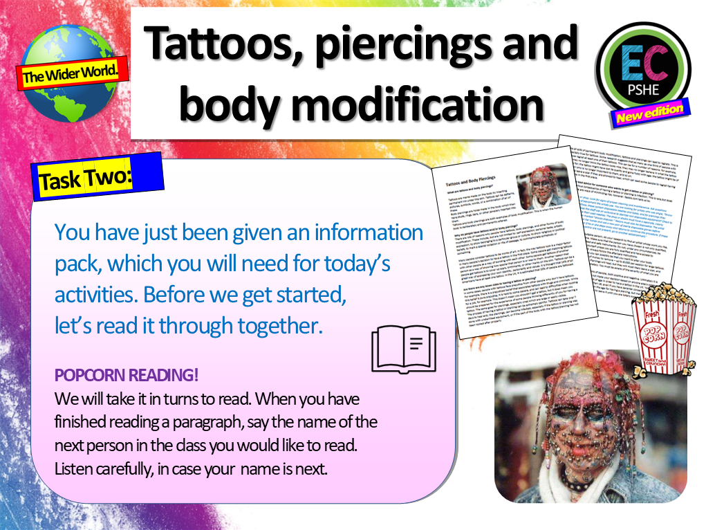 Body Modification - Tattoos Piercings and Our Apperance PSHE Lesson ...