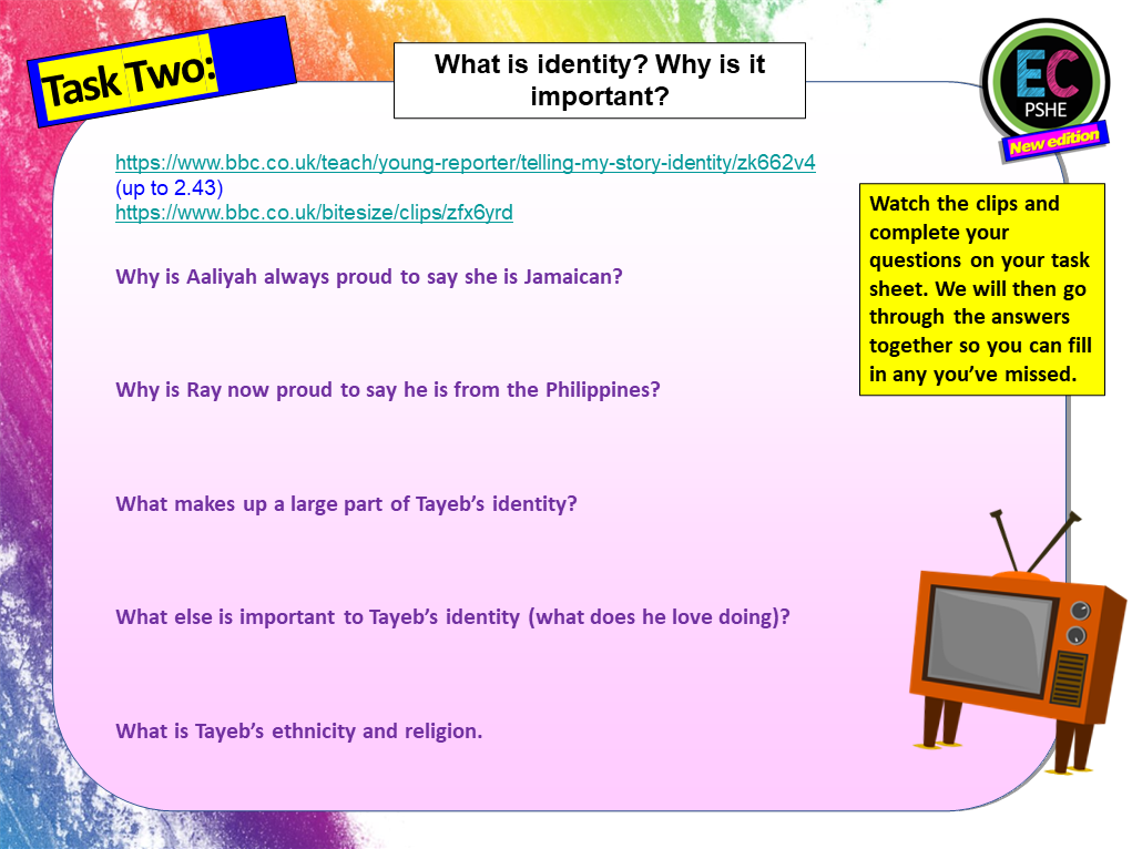 Exploring my identity PSHE Lesson (2 hours) – EC Publishing