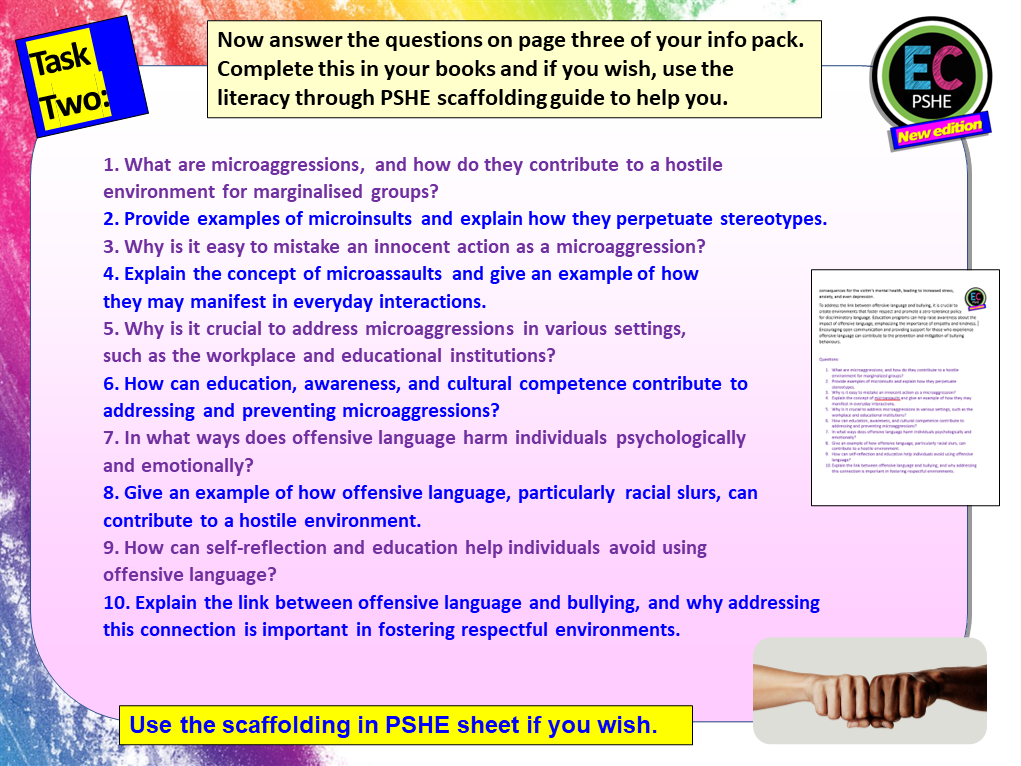 Microaggressions, Offensive Language and Bullying PSHE Lesson – EC ...