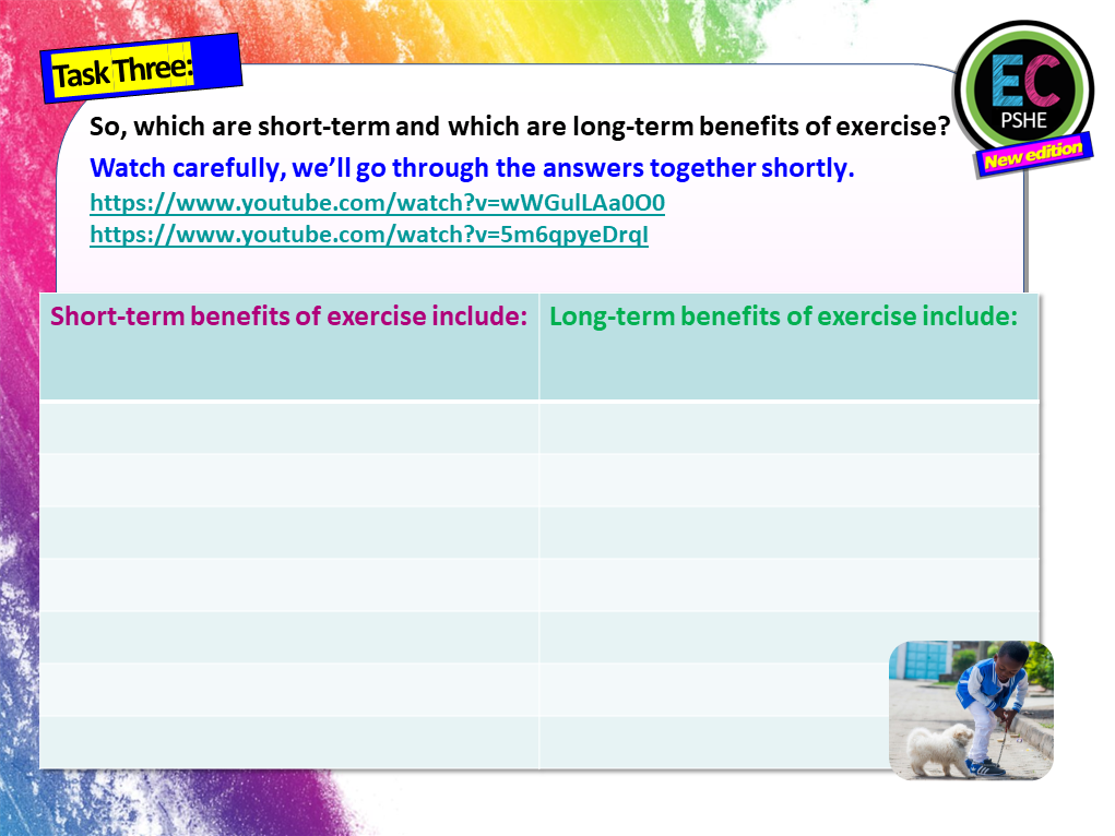Benefits exercise on physical / mental health PSHE lesson – EC Publishing