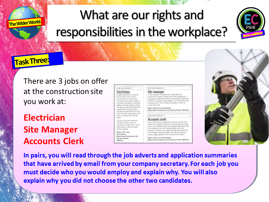 Employment Rights and Responsibilities PSHE / Careers Lesson – EC ...
