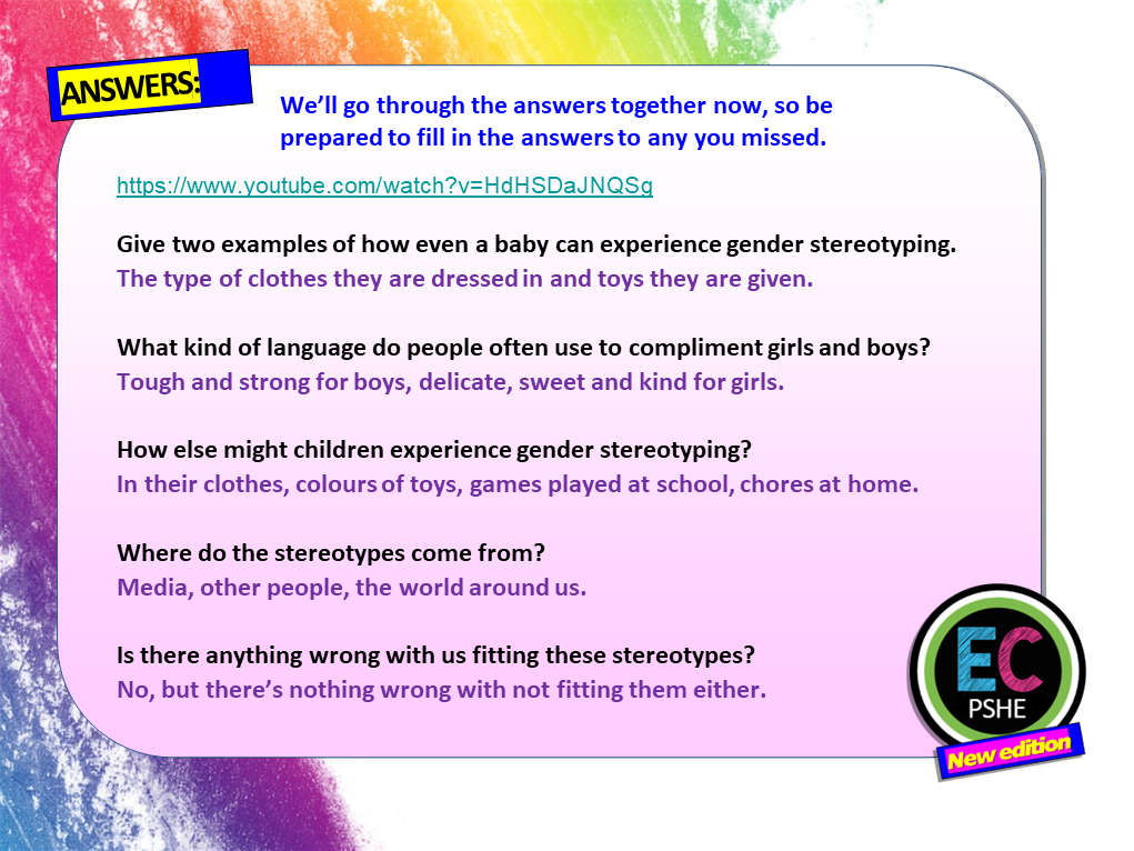 Gender Stereotypes and Society PSHE Lesson – EC Publishing