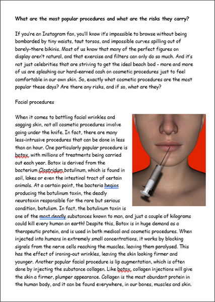 Cosmetic Surgery Risks Lesson – EC Publishing