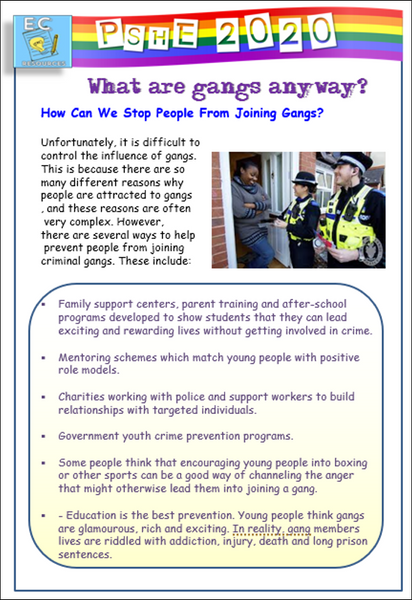 Gangs and Teen Crime Workbook / Home Learning PSHE – EC Publishing