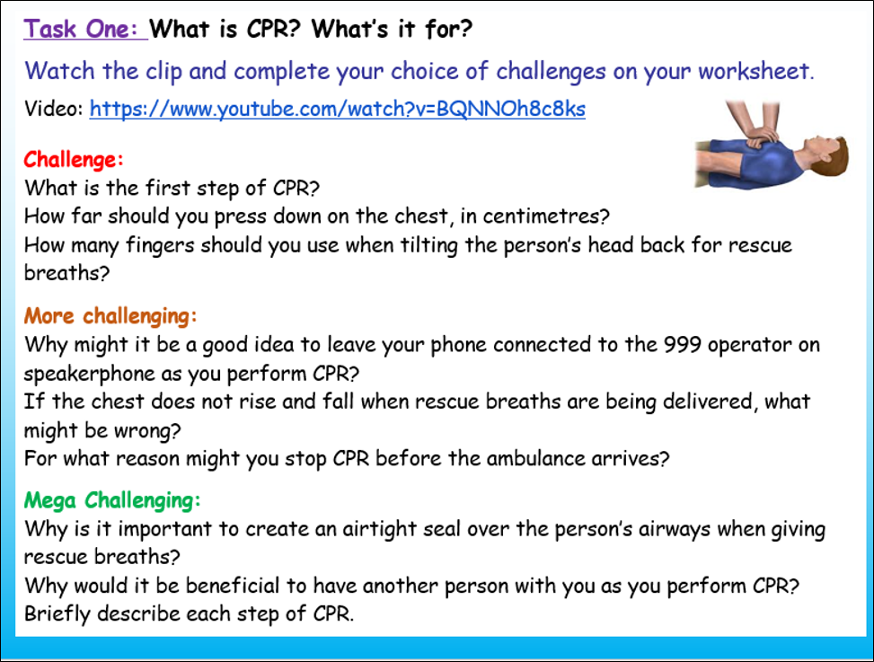 First Aid : CPR - PSHE Lesson – EC Publishing