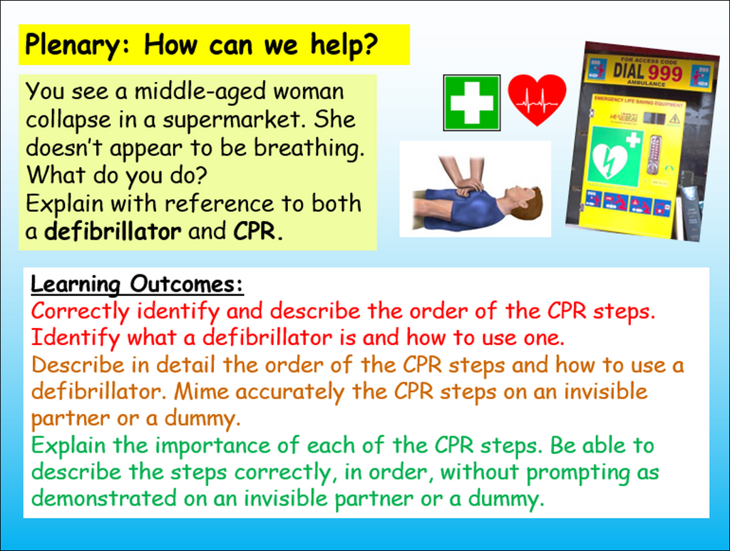 First Aid : CPR - PSHE Lesson – EC Publishing
