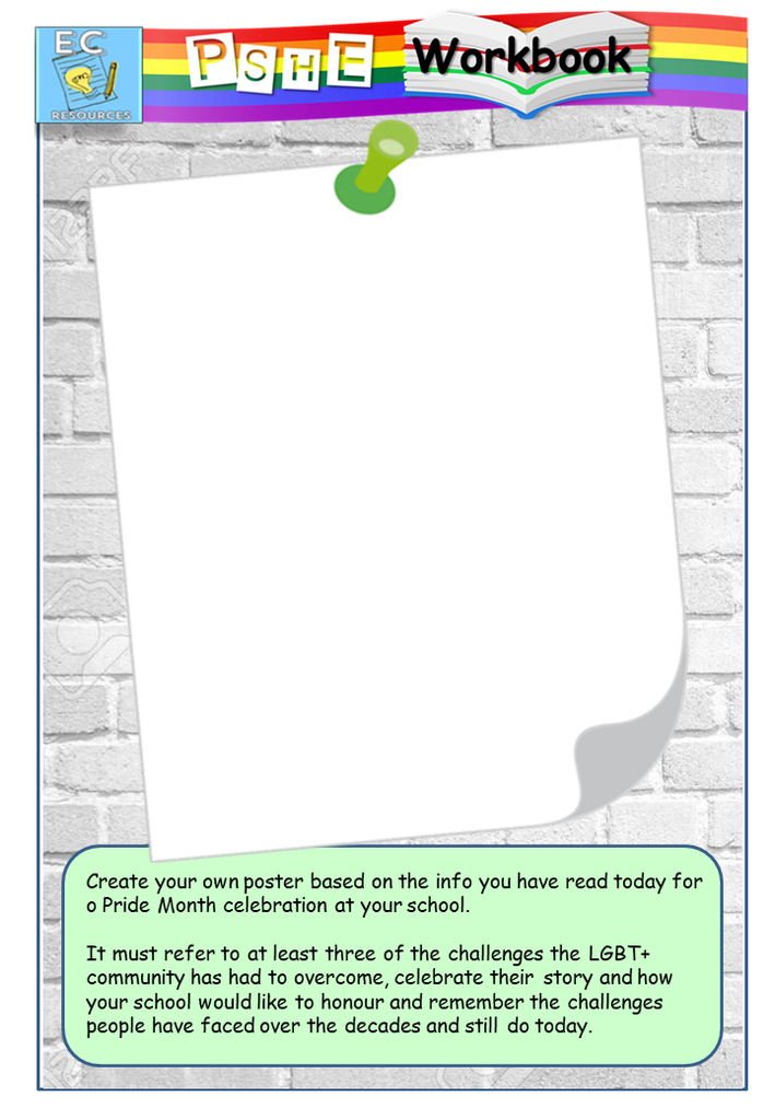 LGBT+ Pride Home Learning / PSHE Workbook – EC Publishing
