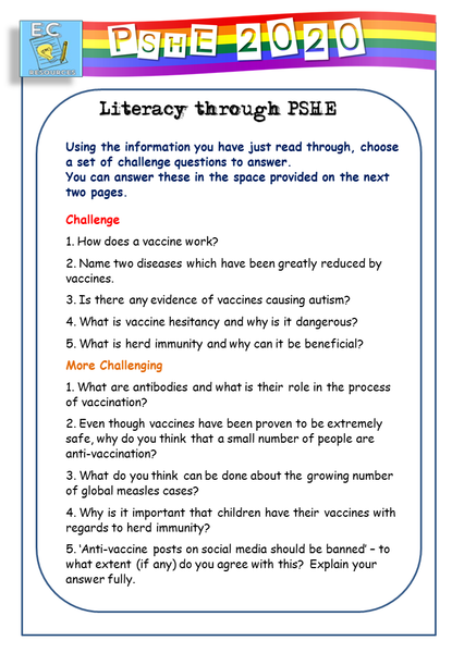PSHE Home Learning KS3 KS4 - Health – EC Publishing