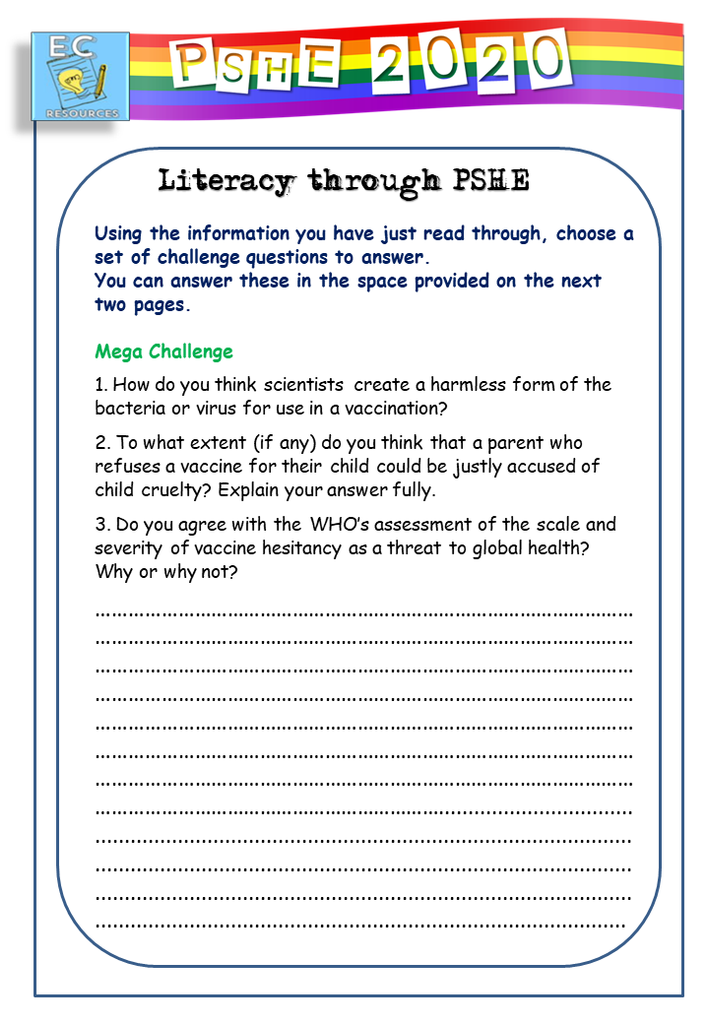 PSHE Home Learning KS3 KS4 - Health – EC Publishing