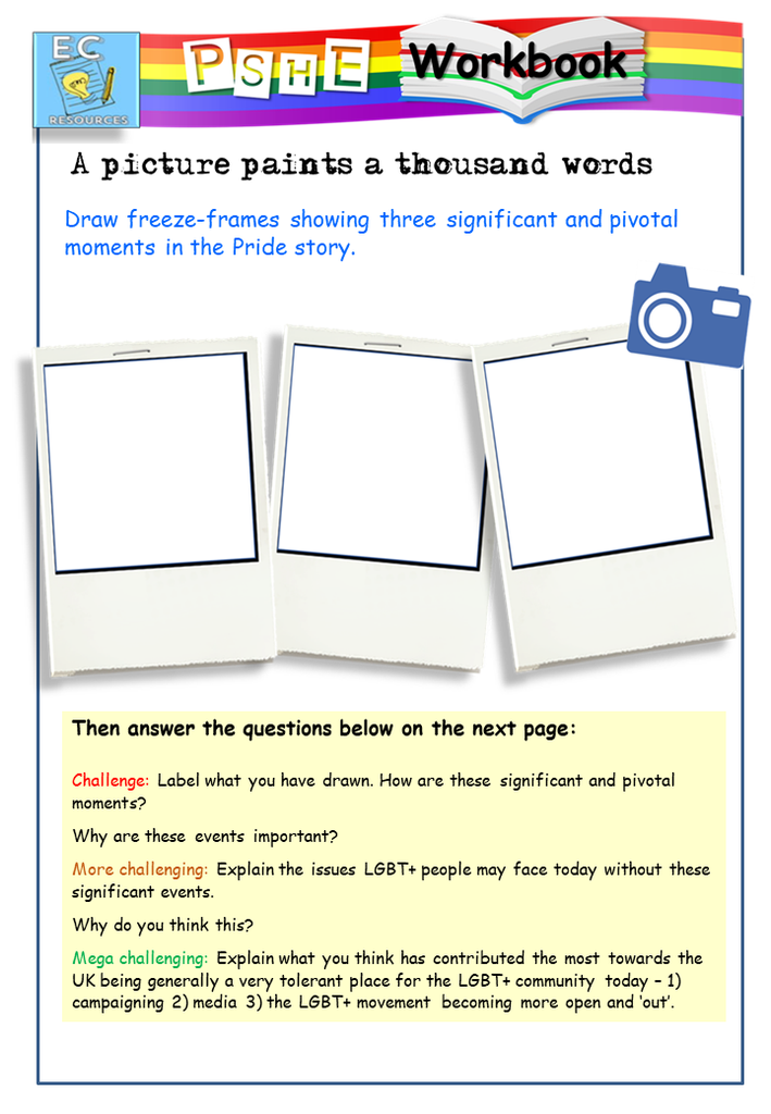 LGBT+ Pride Home Learning / PSHE Workbook – EC Publishing