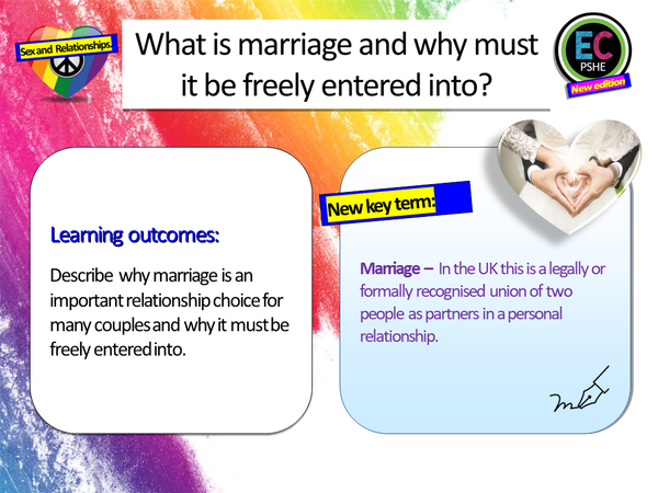 Marriage, Civil Partnerships and forced marriage PSHE Lesson – EC ...