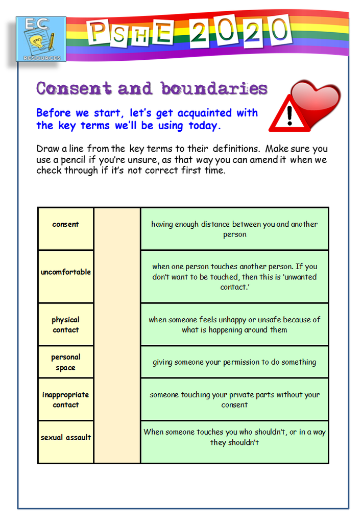 PSHE Workbook : Consent + Boundaries – EC Publishing