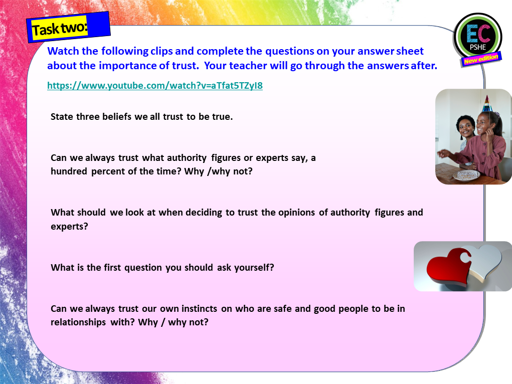 The importance of Trust PSHE Lesson – EC Publishing