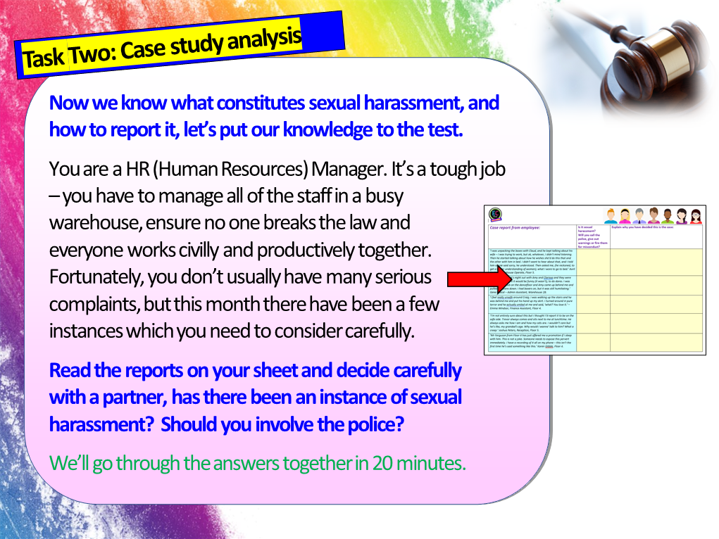 Sexual Harassment, the law, and reporting incidents PSHE lesson – EC ...