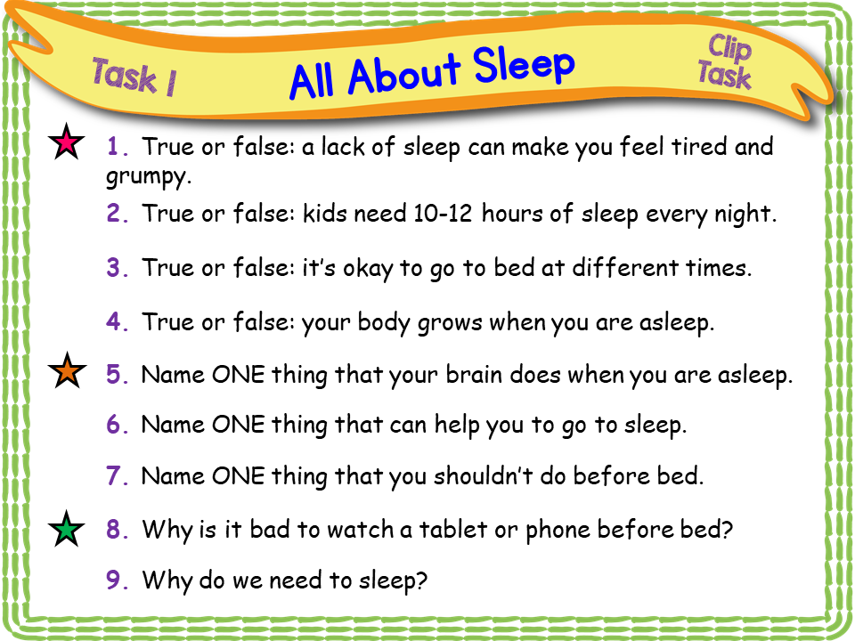 The Importance of Sleep - KS1/Year 2 – EC Publishing