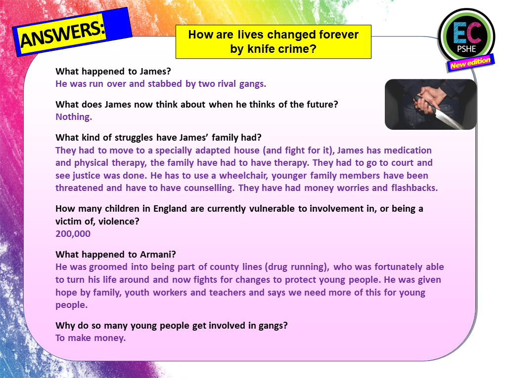 Knife Crime and Gang Influences PSHE Lesson – EC Publishing