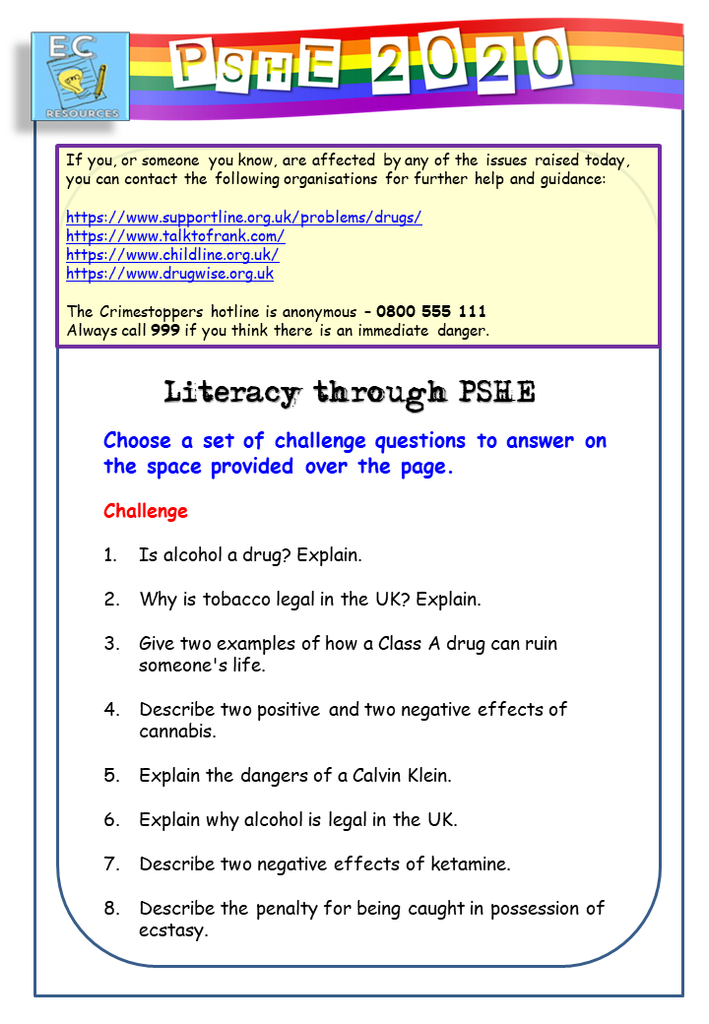 PSHE Workbook : Drugs – EC Publishing