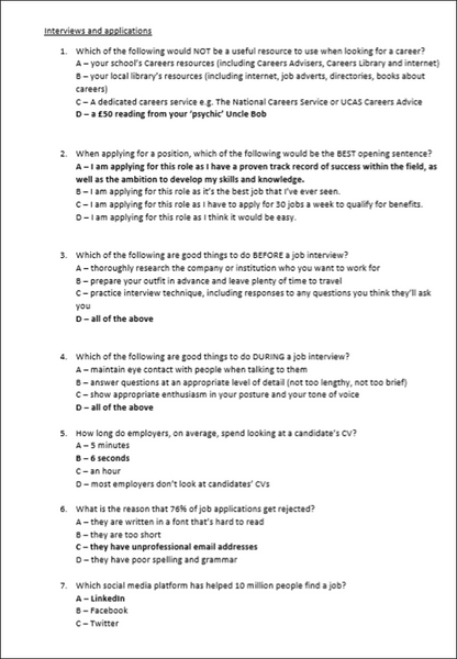 Careers and Employability Skills Quiz – EC Publishing