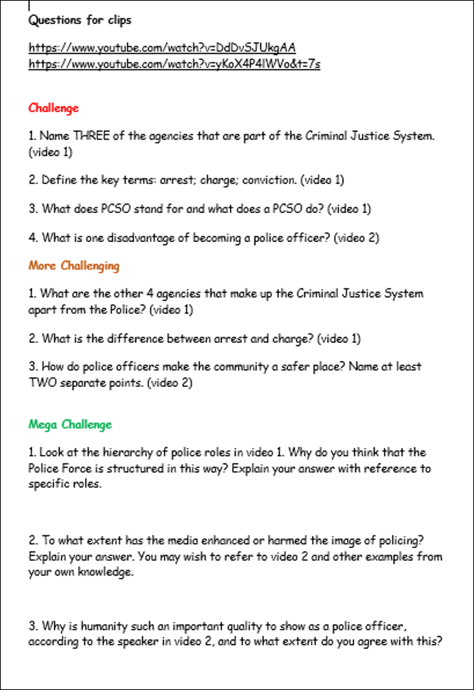 AQA GCSE Citizenship Police Powers Roles and place in the Justice Syst ...