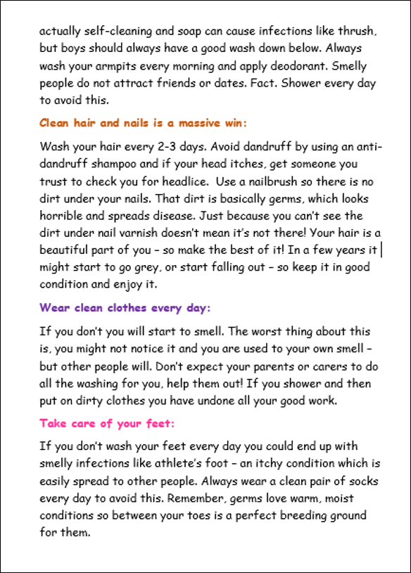 Personal Hygiene PSHE lesson – EC Publishing