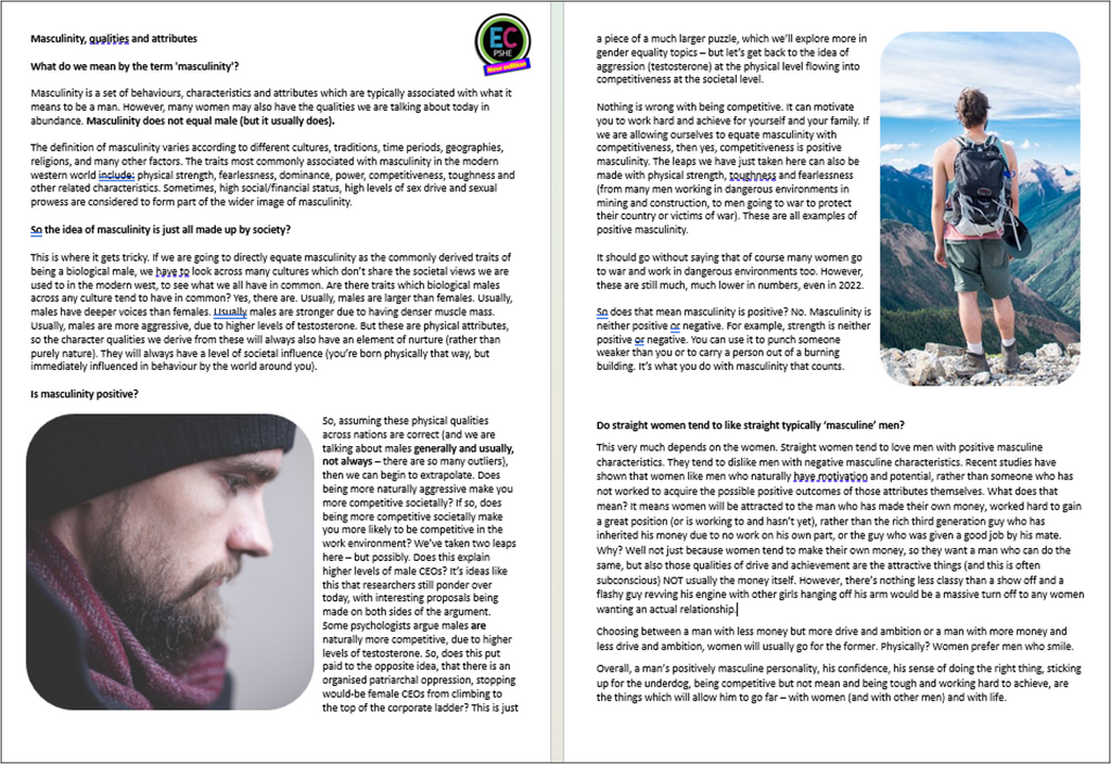 Celebrating Masculinity PSHE Lesson – EC Publishing
