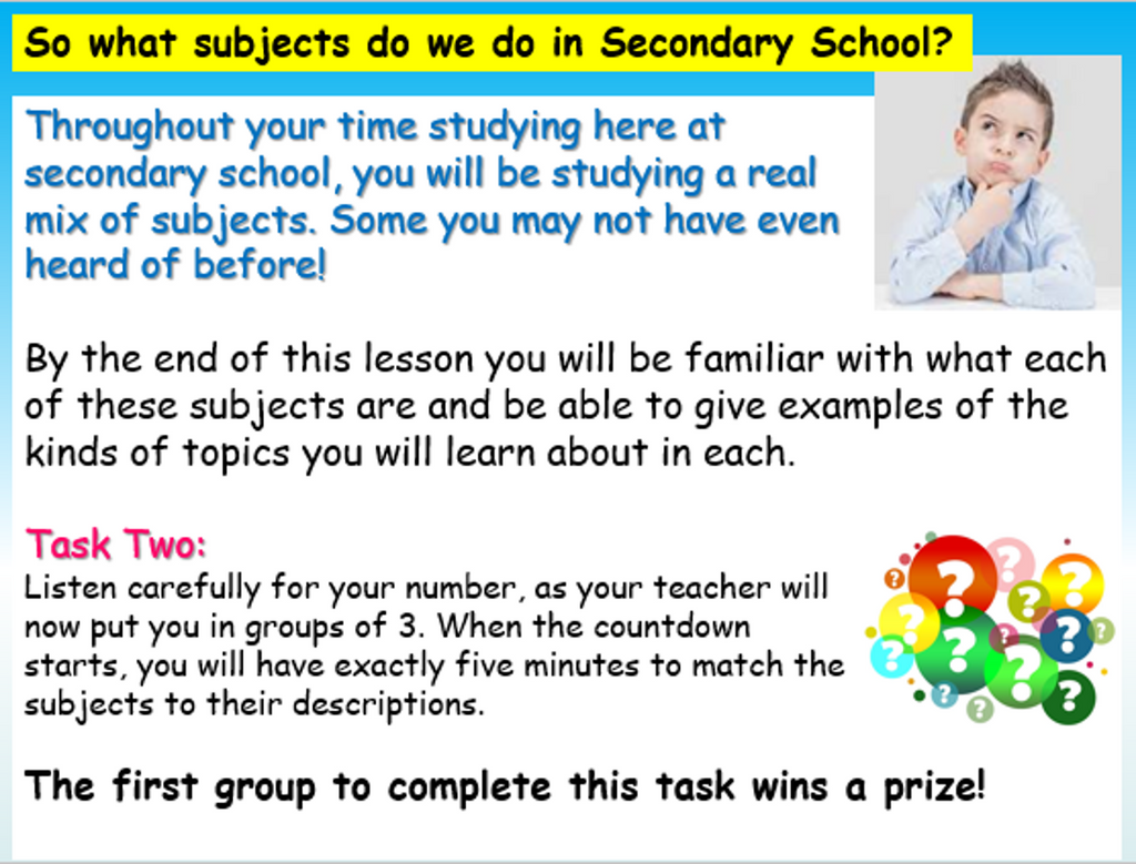 Transition to secondary school lesson – EC Publishing