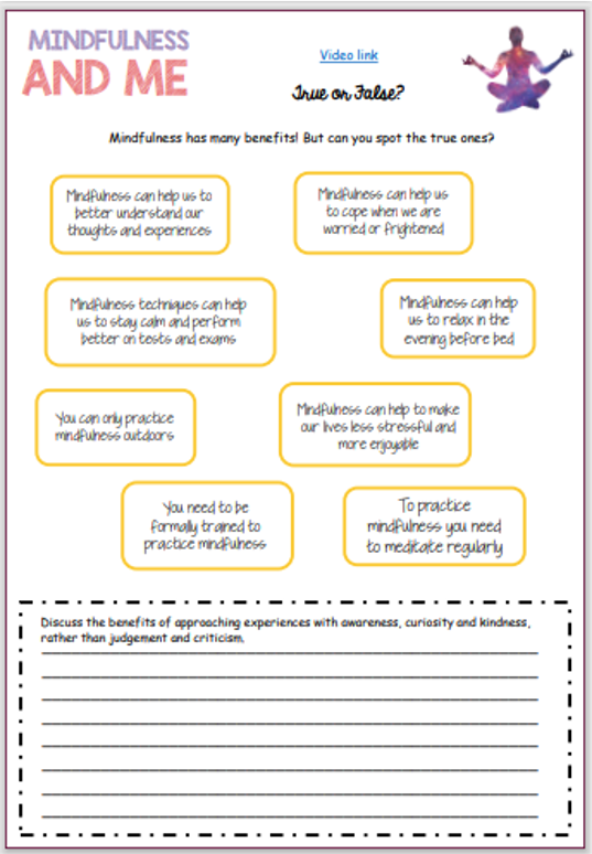 PSHE KS3 KS4 Mental Health Workbook Mindfulness – EC Publishing